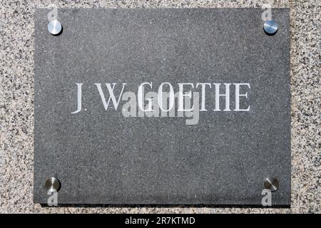 Johann Wolfgang Goethe name on a stone plaque Stock Photo - Alamy