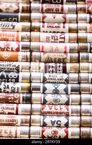 Domestic electric UK plug fuses Stock Photo - Alamy