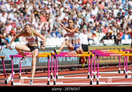 Katarina Johnson-Thompson participating in the 200-meter heptathlon at ...