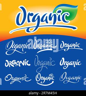 set of organic headlines, hand lettering; scalable and editable vector ...