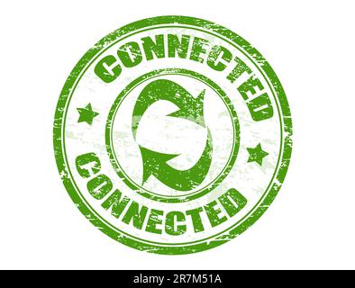 Grunge green connected word rubber seal stamp on white background Stock ...