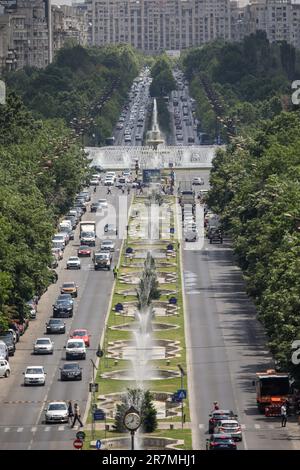 Panorama of Piata Constitutiei square of Bucharest, Romania. Piata ...