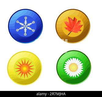 Four Seasons Icons White On Black Flat Design Set Big Stock Vector Image & Art - Alamy