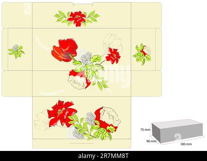 Stylized template for box with flowers Stock Vector Image & Art - Alamy