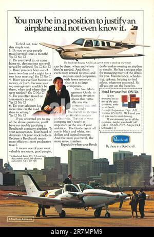 Beechcraft Baron private jet advert in a magazine 1977 Stock Photo - Alamy