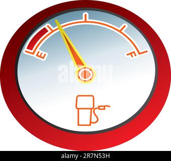 Vector fuel gauge indicator in car dashboard empty isolated on white ...