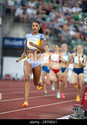 Lina Nielsen of GB & NI competing in the women’s 4x400m relay at the ...