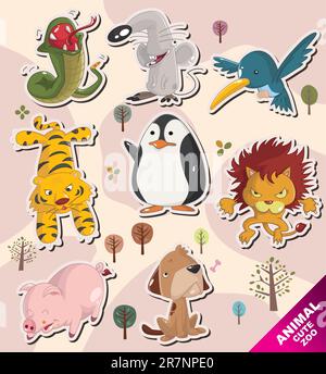 Sticker cartoon character adorable mouse, pretty animal idea for print ...