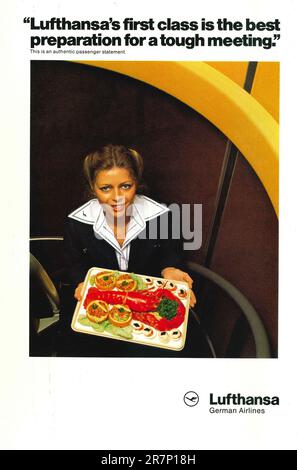 1970s magazine advertisement advertising Lufthansa Stock Photo - Alamy