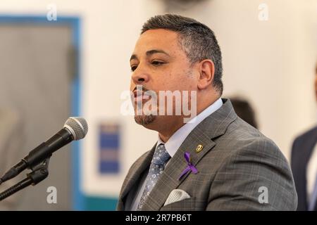 Edward Caban speaks at public safety announcement by Mayor Eric Adams ...