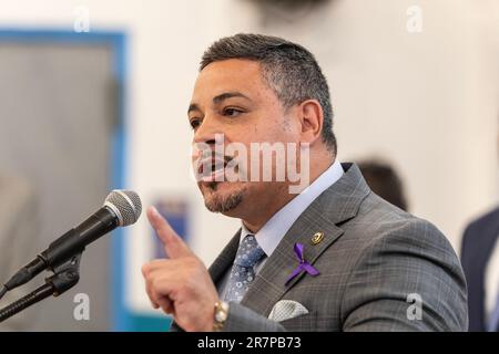 Edward Caban speaks at public safety announcement by Mayor Eric Adams ...