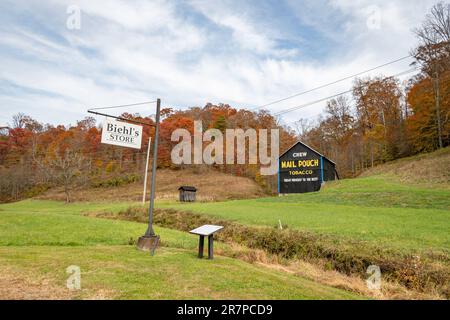 Moss Run, Ohio, USA-October 25, 2022: Historical marker dedicated to ...
