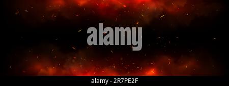 Realistic Horizontal Fire Border With Glowing Flames And Flying Sparks ...