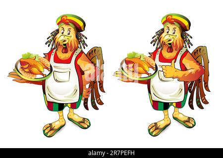 Cartoon cook coconut with smoked chicken Stock Vector Image & Art - Alamy