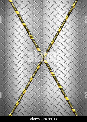 Danger tape on metal background. Vector illustration Stock Photo - Alamy