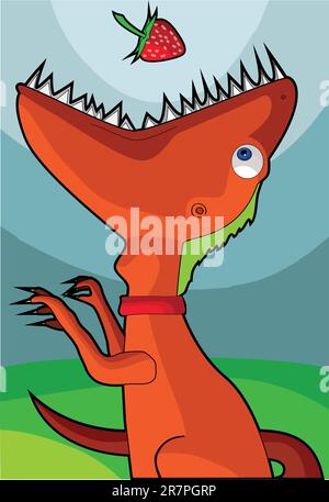 Vector illustration of Cartoon Dinosaur eating Stock Vector Image & Art ...