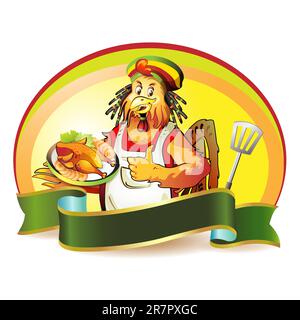 Cartoon cook coconut with smoked chicken Stock Vector Image & Art - Alamy