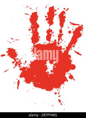 Scary blood human hand blot on white background realistic vector ...