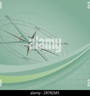 Abstract background with compass icon and world map Stock Vector Image ...