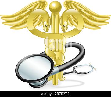 Caduceus with stethoscope wrapped round it medical healthcare concept ...