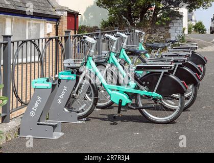 A row of Electric Beryl Bikes waiting to be hired Stock Photo - Alamy