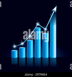 Illustration of growing bull trend chart on white background Stock ...