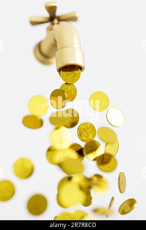 3d rendering golden tap on white background Stock Photo - Alamy
