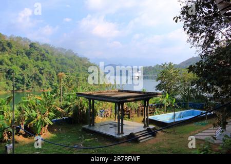 View to the reservoir in front of the peruvannamuzhi (peruvannamoozhi ...