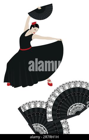 Illustration of a flamenco dancer with spanish fans Stock Vector Image ...