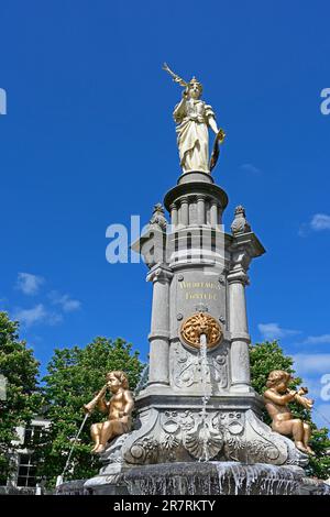 deventer, netherlands - 2023-05-25: brink and wilhelmina fountain ...