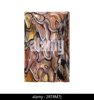 Realistic wooden fibers cube with bark isolated on white background ...
