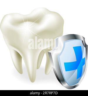 Protected teeth concept. Shiny tooth illustration with protective ...