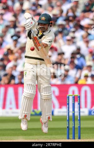 Travis Head of Australia plays a defensive shot during the NRMA ...