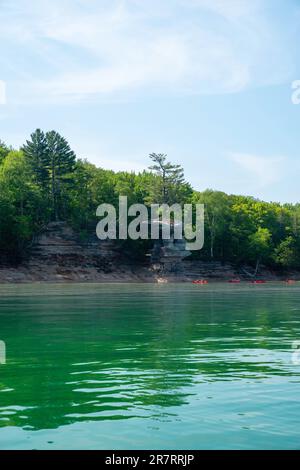 Photograph of Chapel Rock while exploring with a kayak, Pictured Rocks ...