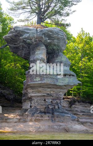 Photograph of Chapel Rock while exploring with a kayak, Pictured Rocks ...
