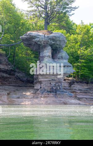 Photograph of Chapel Rock while exploring with a kayak, Pictured Rocks ...