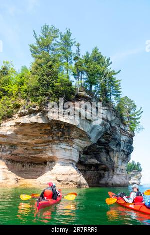 Exploring with a kayak, Pictured Rocks National Lakeshore, Munising ...