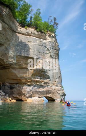 View of Grand Portal. Exploring with a kayak, Pictured Rocks National ...