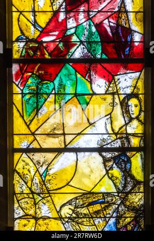 Zurich, Switzerland - April 19. 2021 : stained glass window of the ...