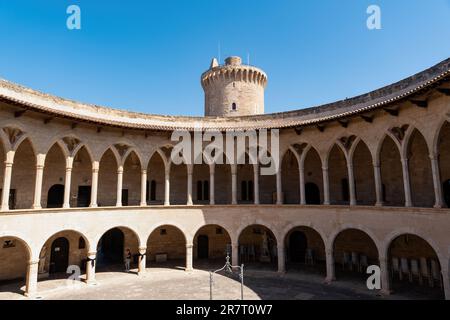 Inside view of the Bellver Castle in Palma de Mallorca - Spain Stock ...