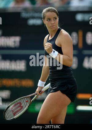 Jodie Burrage celebrates a point during her match against Amanda ...