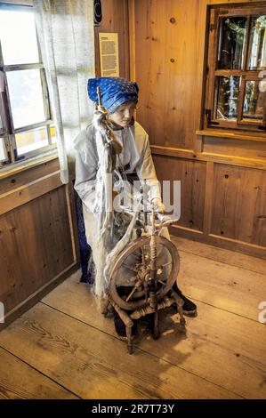 Figure of a flax spinner with spinning wheel, Allgaeuer ...