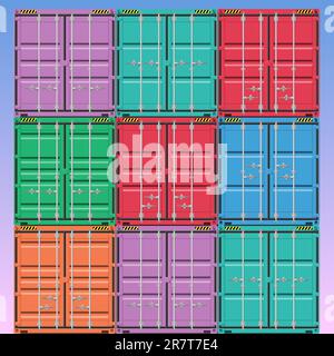 Cargo Containers stack for freight shipping and sea export isolated on ...