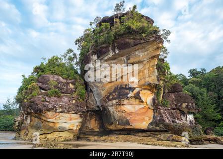Geologically interesting sandstone rock formation at Bako National Park ...