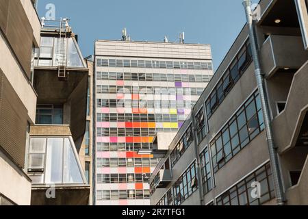 The colourful LCC Tower Building, London College of Communication, UAL ...