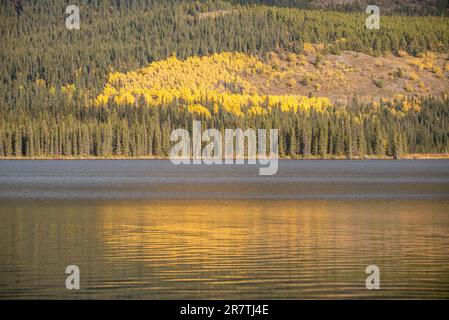 Breathtaking shot of the sky reflecting in the lake with its unique ...