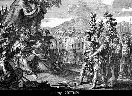 The return of the scouts, Fourth Book Moses, chapter 13, Verse 17-31 ...