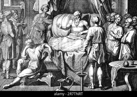 The dying Jacob blesses his sons, Old Testament, Bible, historic ...
