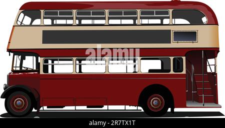 London double decker red bus cartoon illustration, English UK british ...