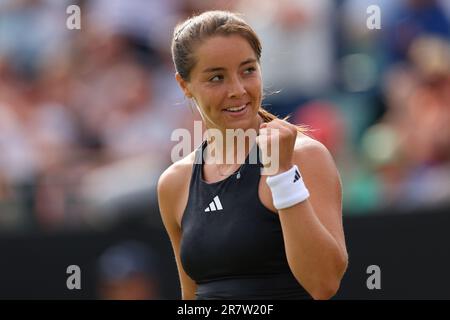 Alize Cornet celebrates her win in her match against Serena Williams on ...